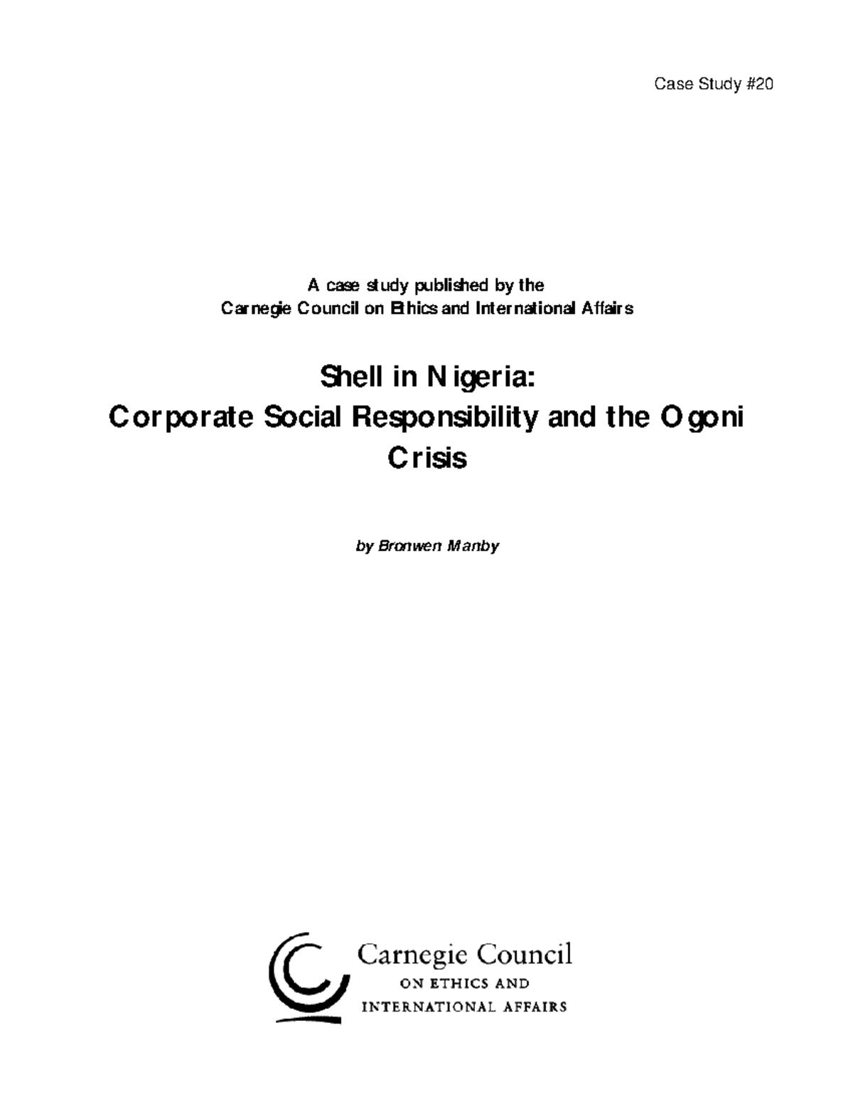 Shell in Nigeria Corporate Social Respon - Case Study A case study ...