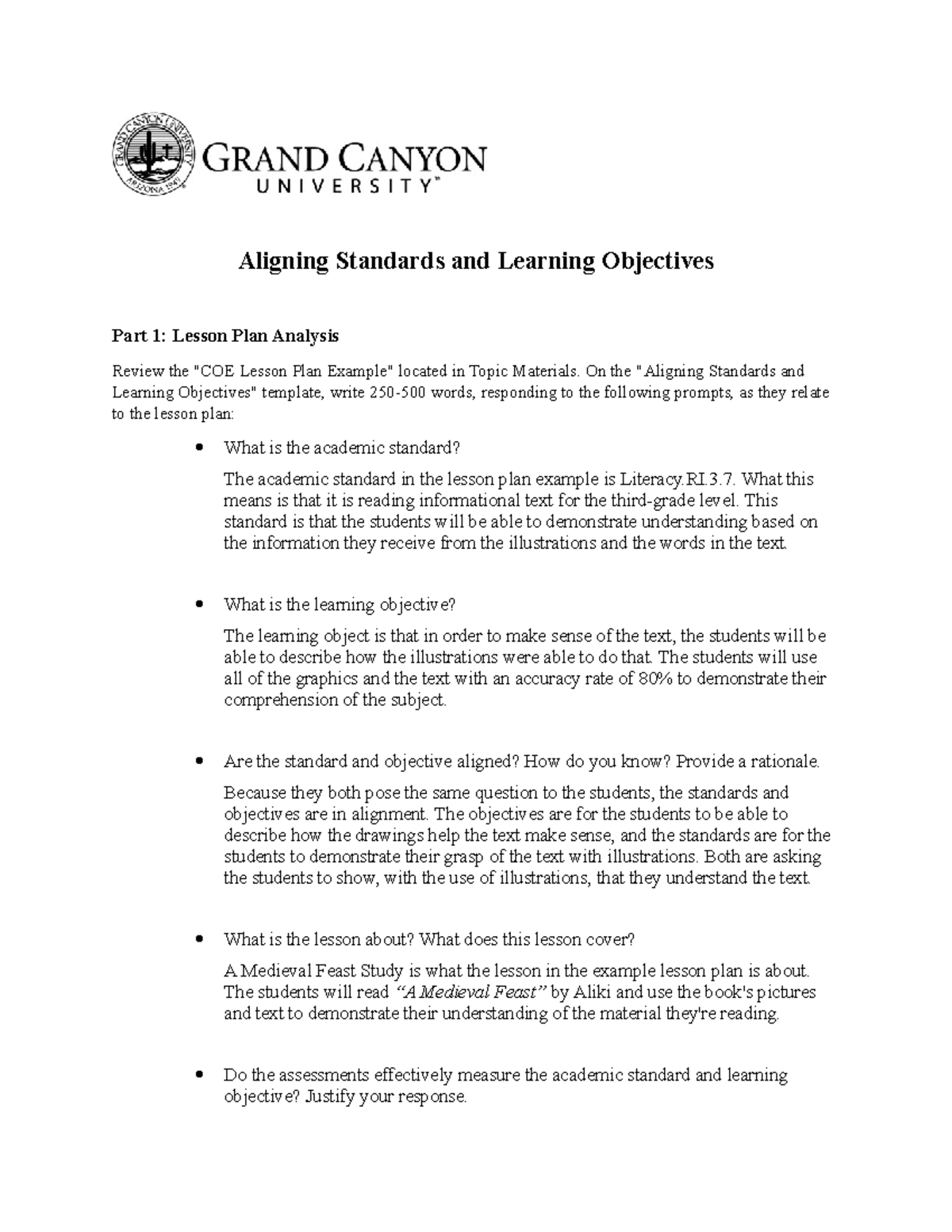 Aligning Standards and Learning Objectives - On the "Aligning Standards ...
