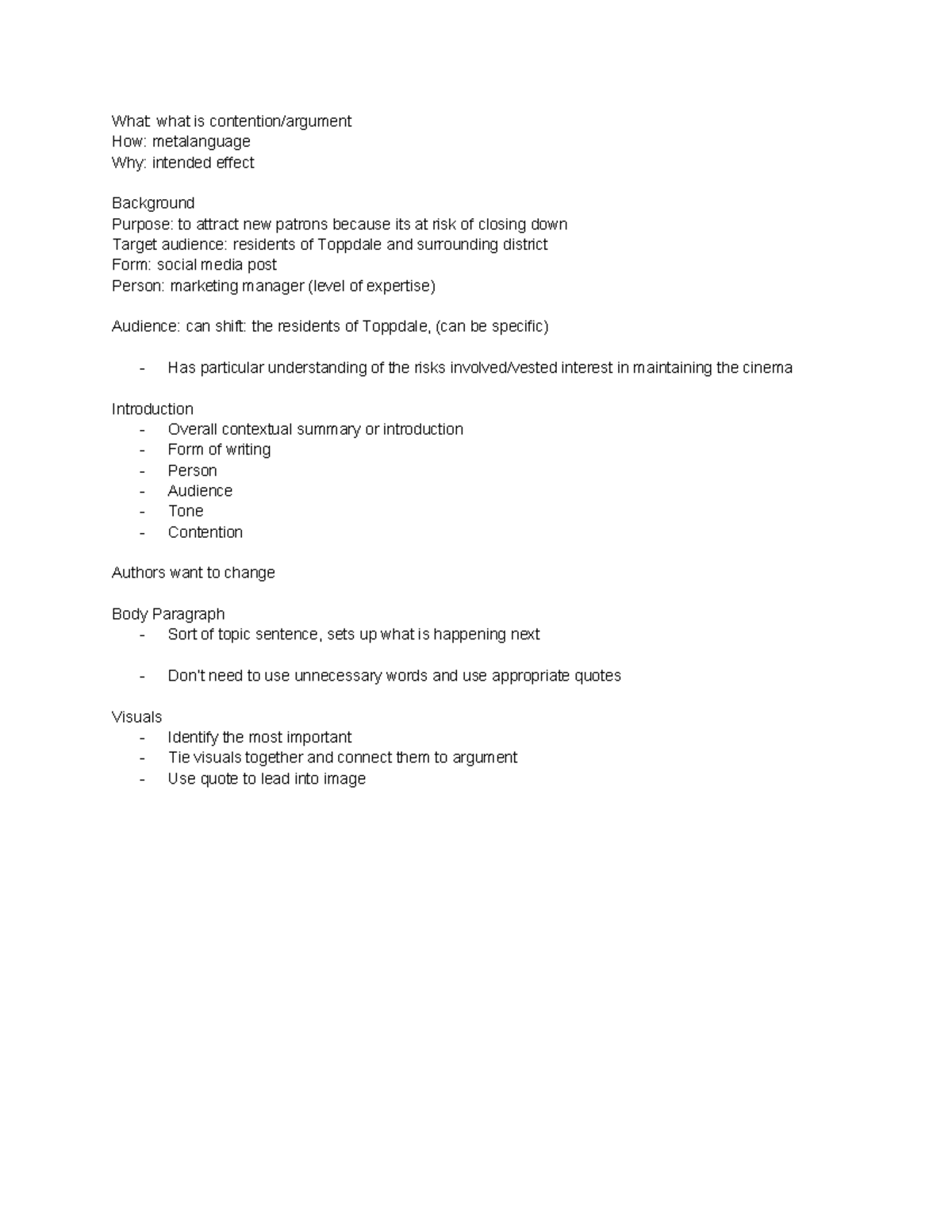 Tips from the powerpoint - What: what is contention/argument How ...