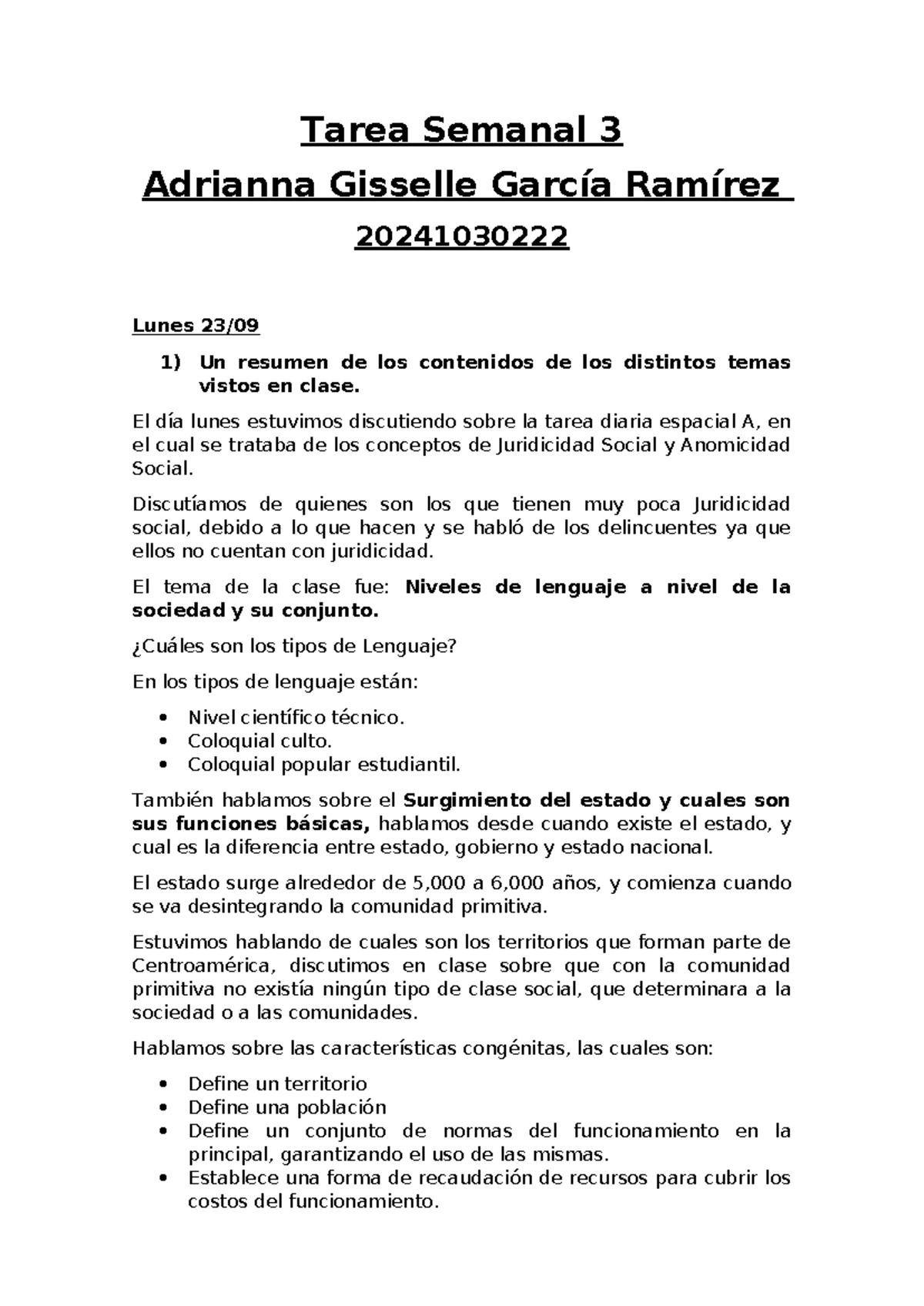 Formato De Tareas Semanales - Tarea Semanal 3 Adrianna Gisselle García ...