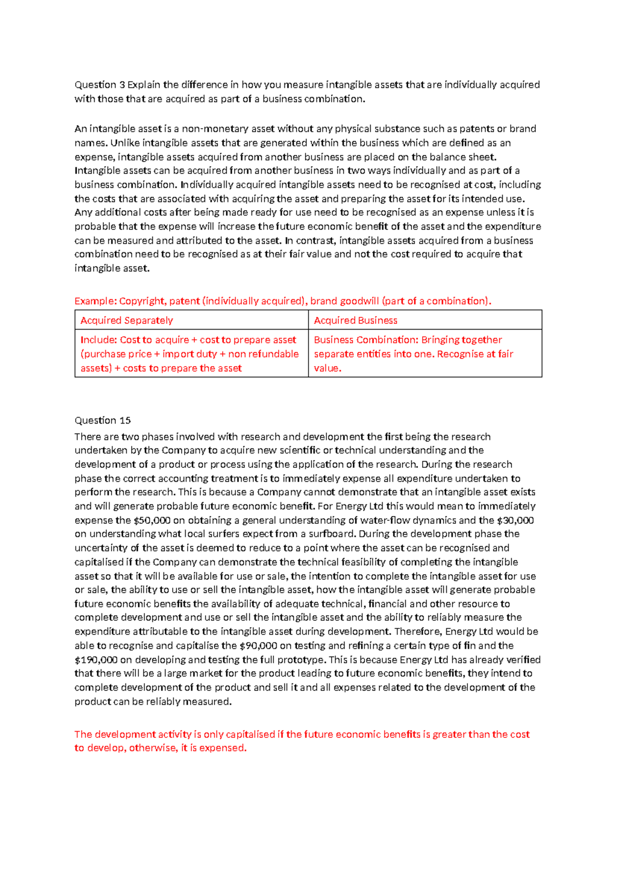 Portfolio 3: Understanding Measurement of Intangible Assets in Business - Question 3 Explain the ...
