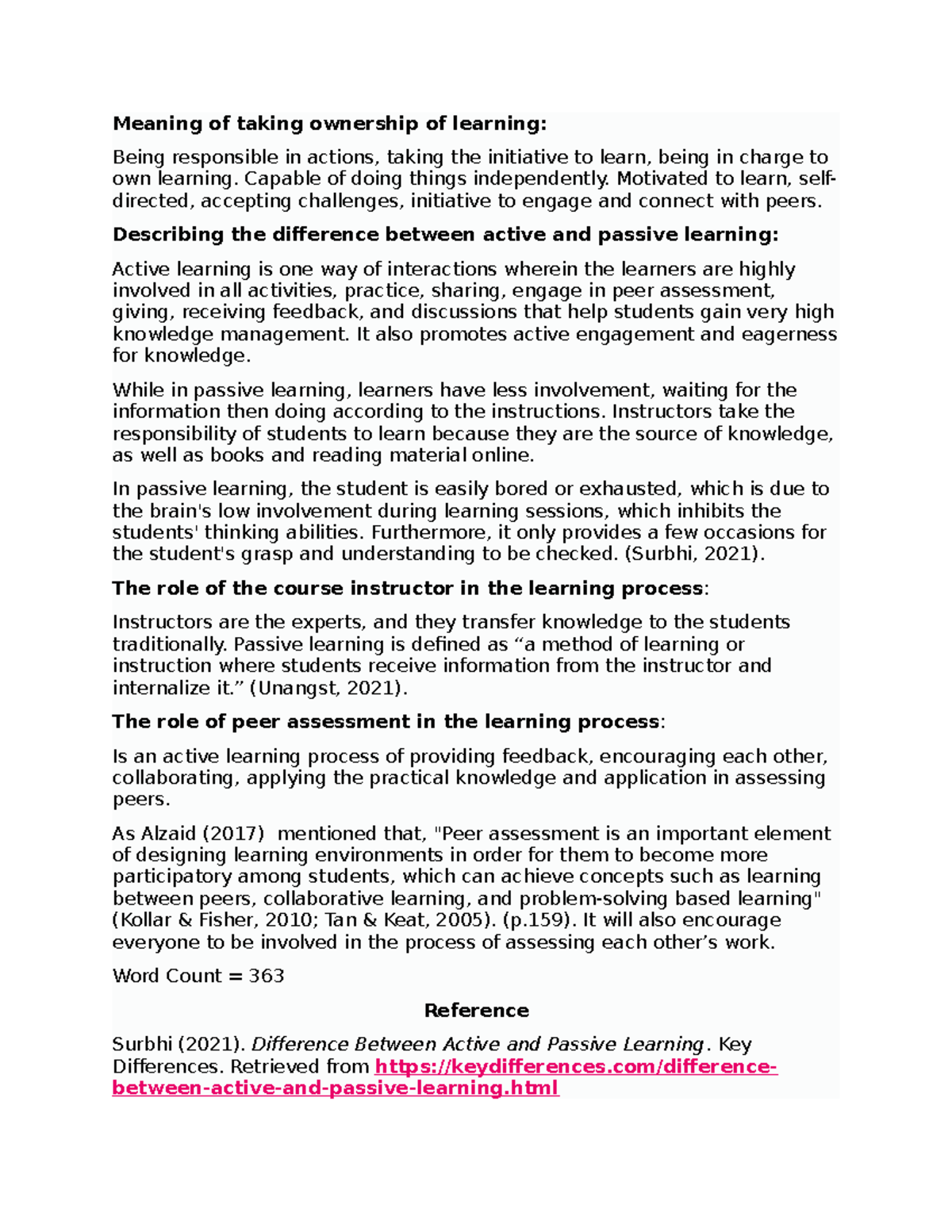UNIV1001-01 WEEK 5 discussion forum - Meaning of taking ownership of ...