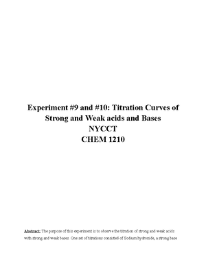 Chemistry 1210 Lab 8 - Experiment #8: The Acid Dissociation Constant ...