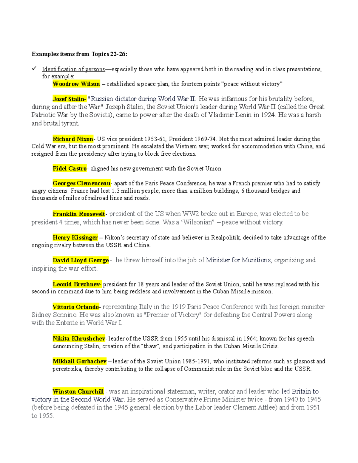 Test prep3-1 - Information to help studying for Final in Western Civ 2 ...