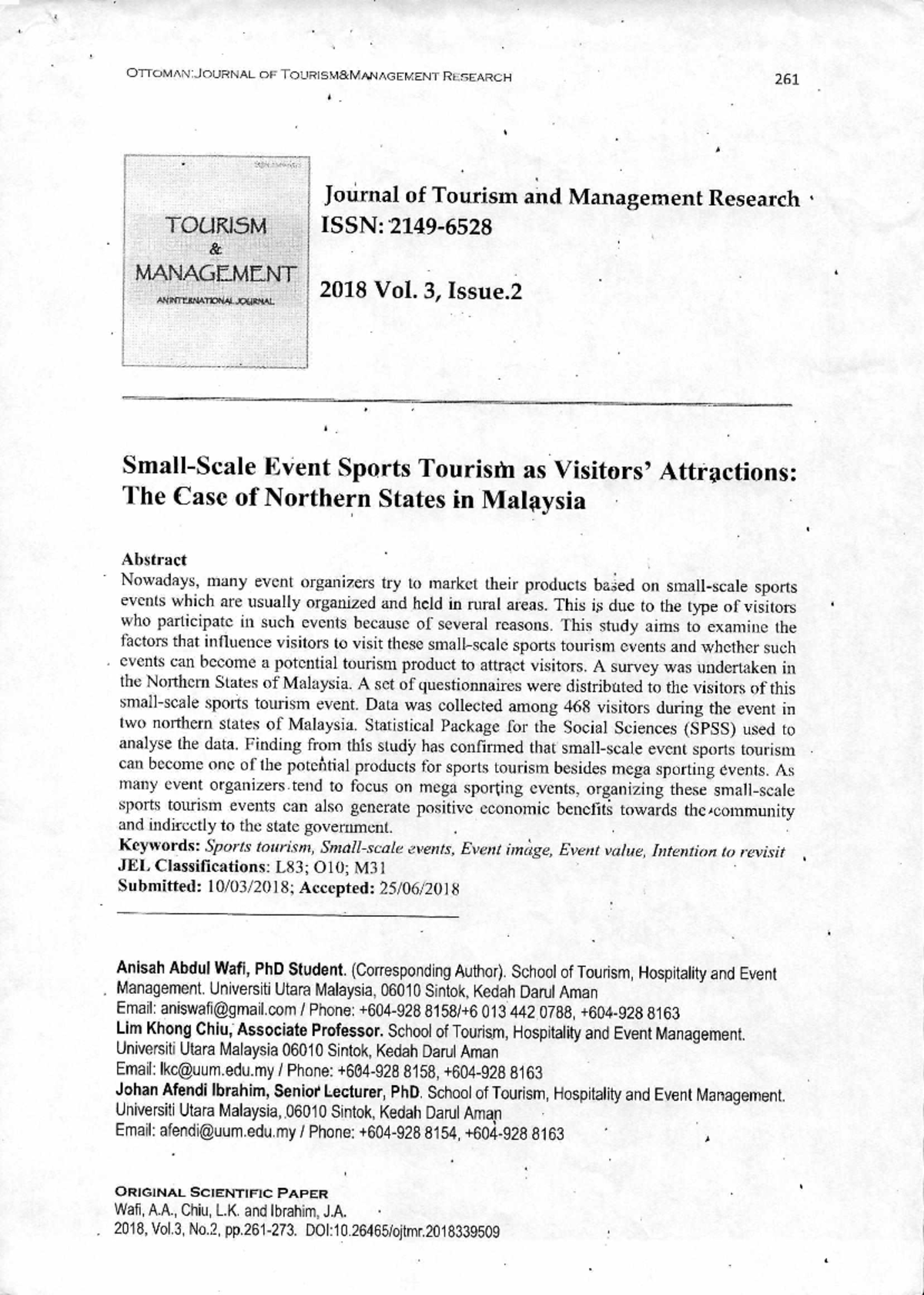 Sport tourism usm - AS REFERENCES - sarjana muda keusahawanan ...