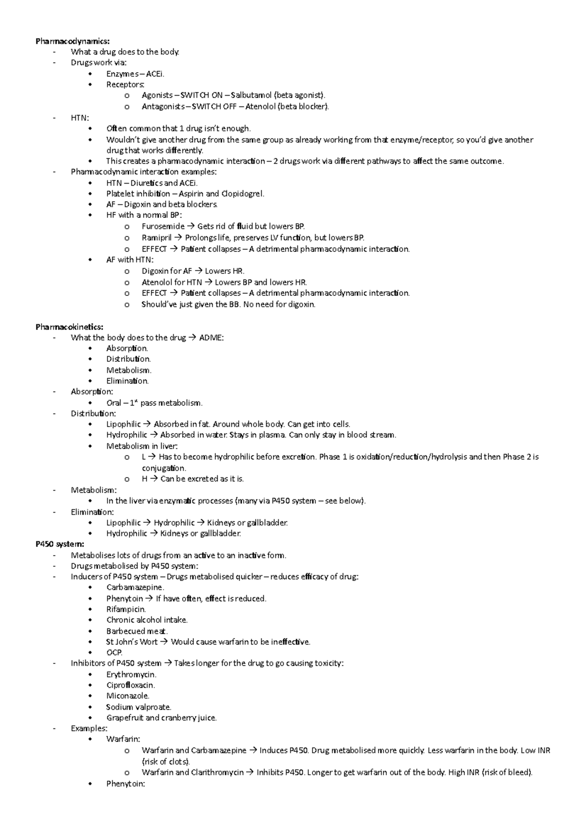 Pharmacology-Revision - Pharmacodynamics: - What a drug does to the ...