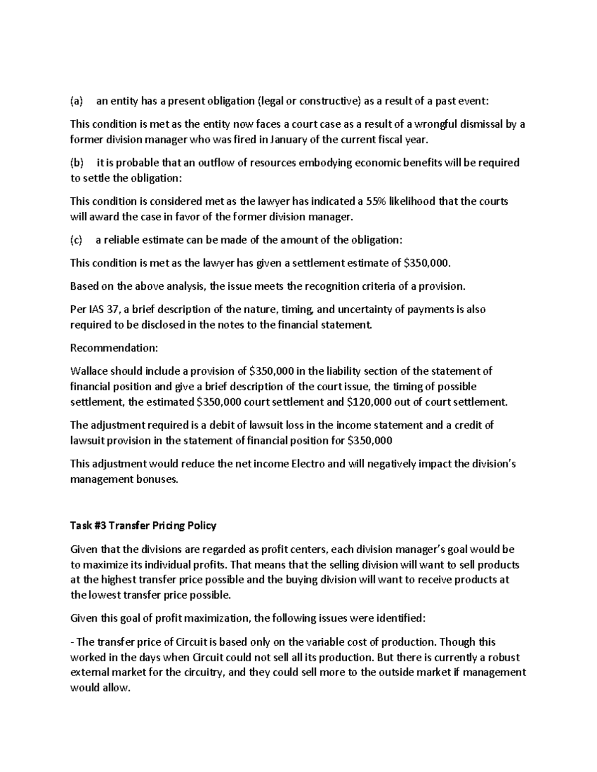 Core 2- PC 2 #4 - IP Solution - (a) an entity has a present obligation ...