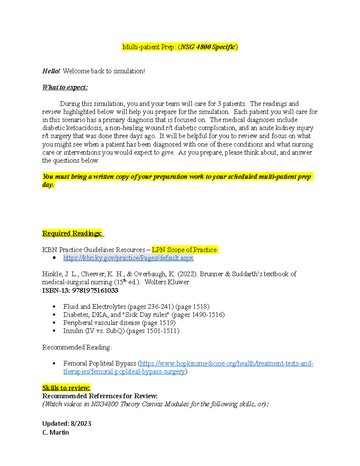 Multi-patient prep NSG4800 - Multi-patient Prep: (NSG 4800 Specific ...