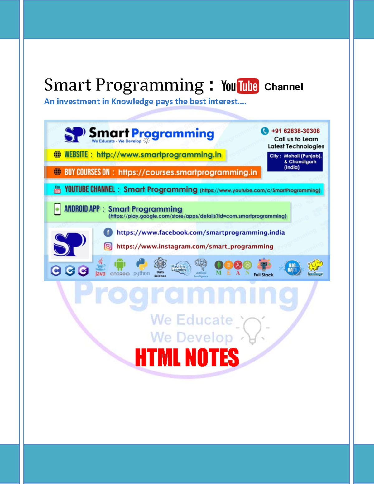 2 HTML Notes lyst4335 - Smart Programming : Channel An investment in ...