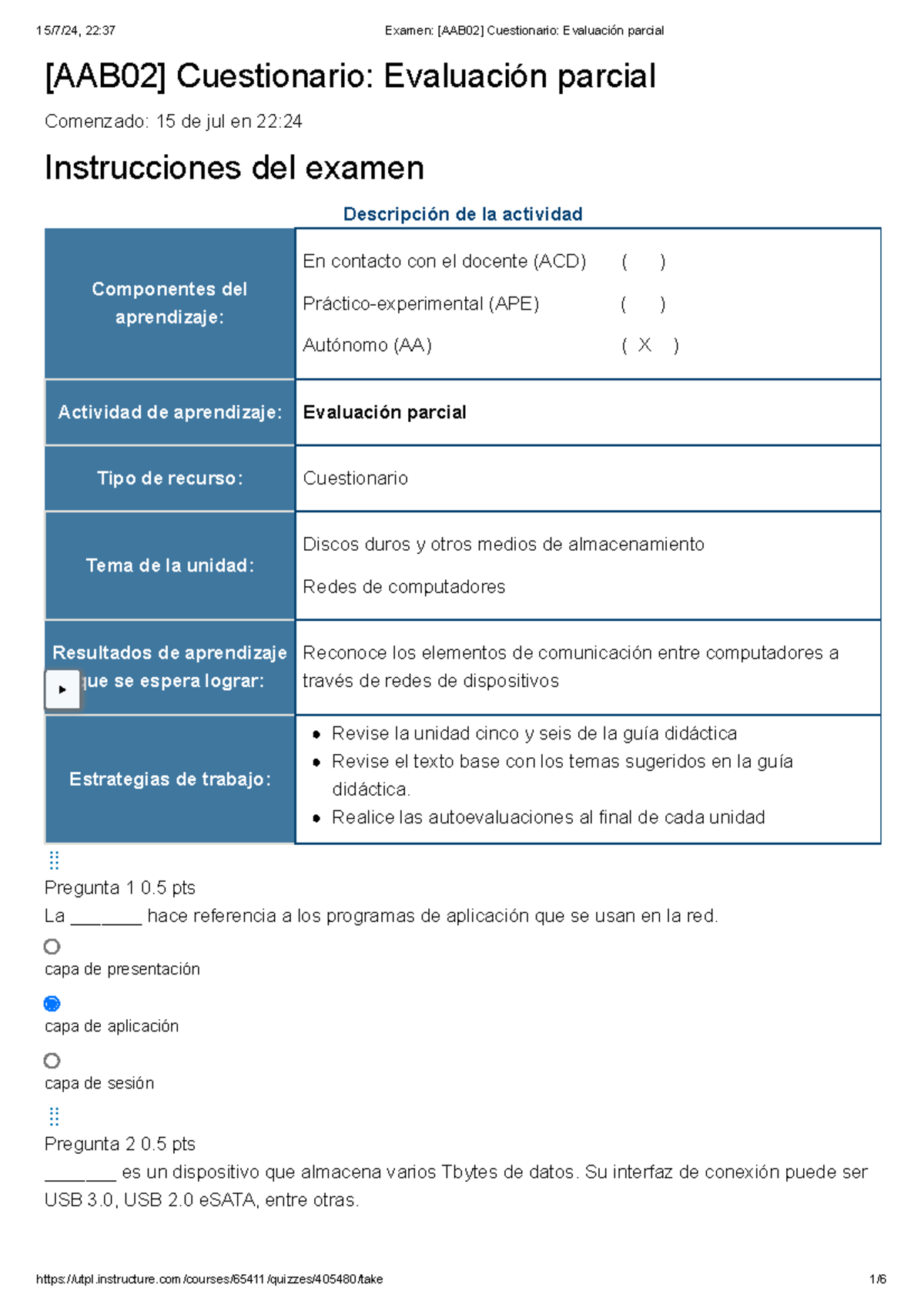 Examen [AAB02] Cuestionario Evaluación parcial - [AAB02] Cuestionario: Evaluación parcial ...