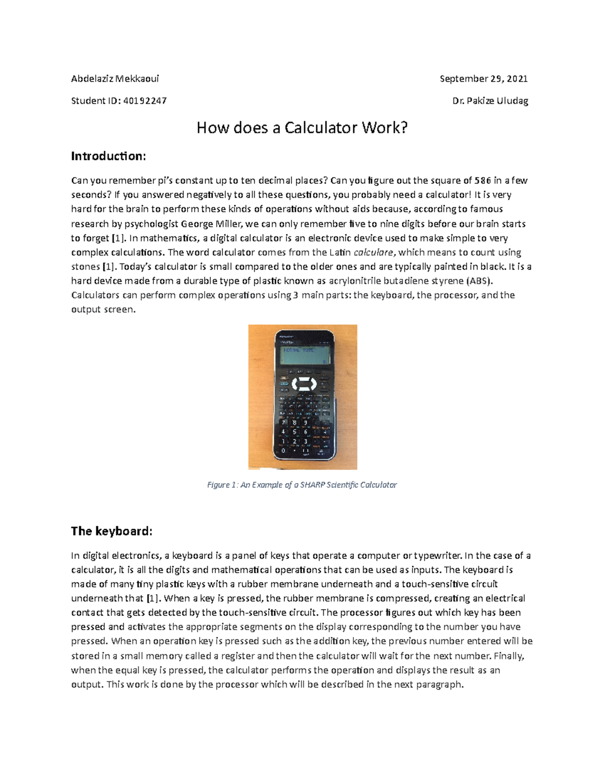 Mechanism Description - Abdelaziz Mekkaoui September 29, 202 1 Student ...