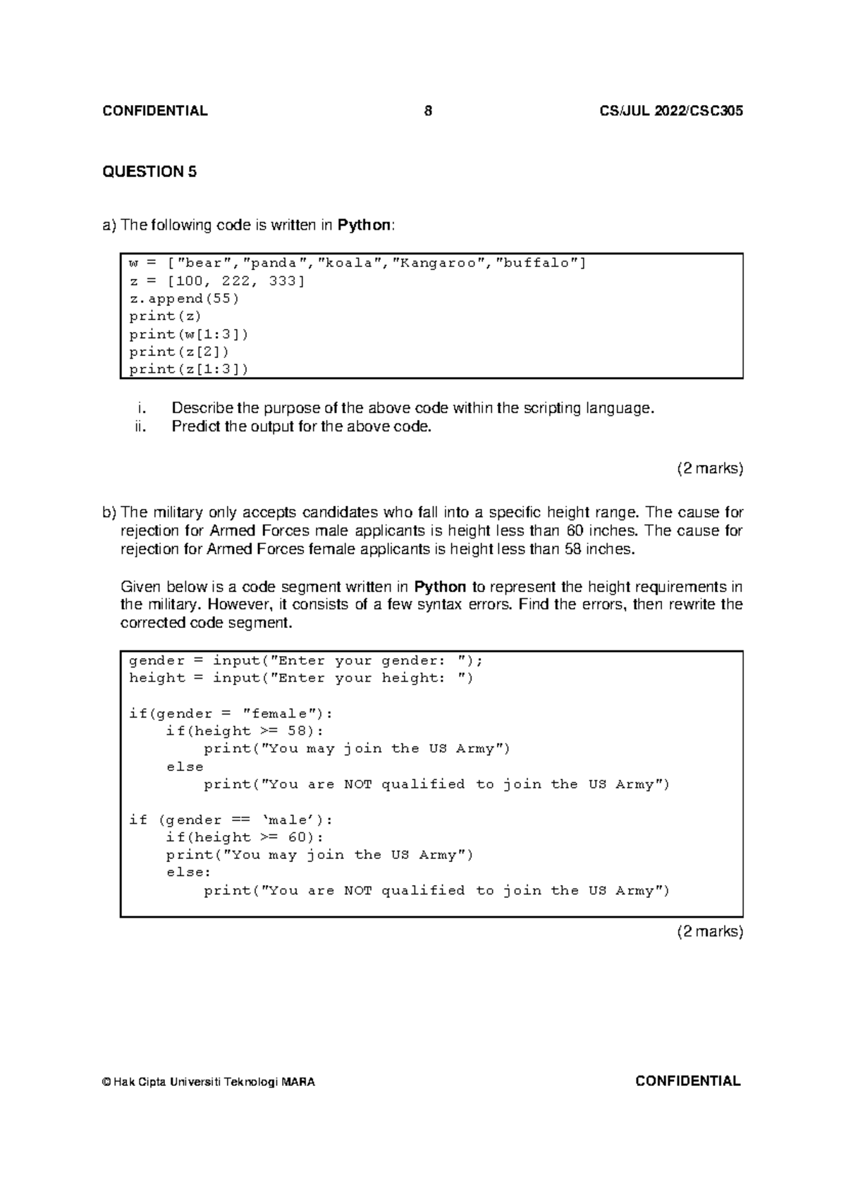 Pasyer Python 1 - test - CONFIDENTIAL 8 CS/JUL 2022/CSC © Hak Cipta ...