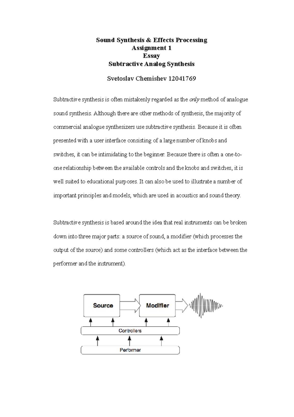 Sound Synthesis Asgt 1 - Details of Assignment: This is a research ...