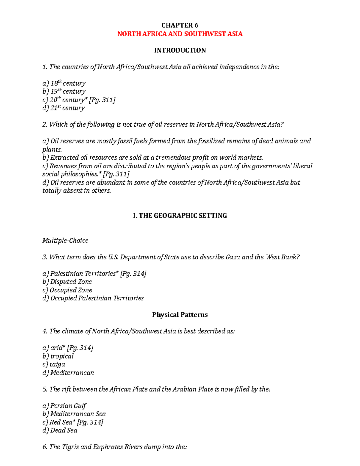 Ch06 North Africa and South West Asia - CHAPTER 6 NORTH AFRICA AND ...
