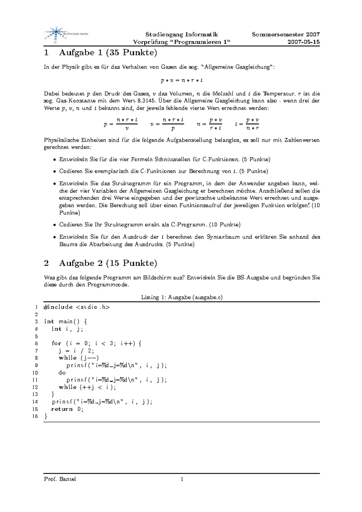 Pruefung 2 - Prüfung - Studiengang Informatik Vorpr ̈ufung ...