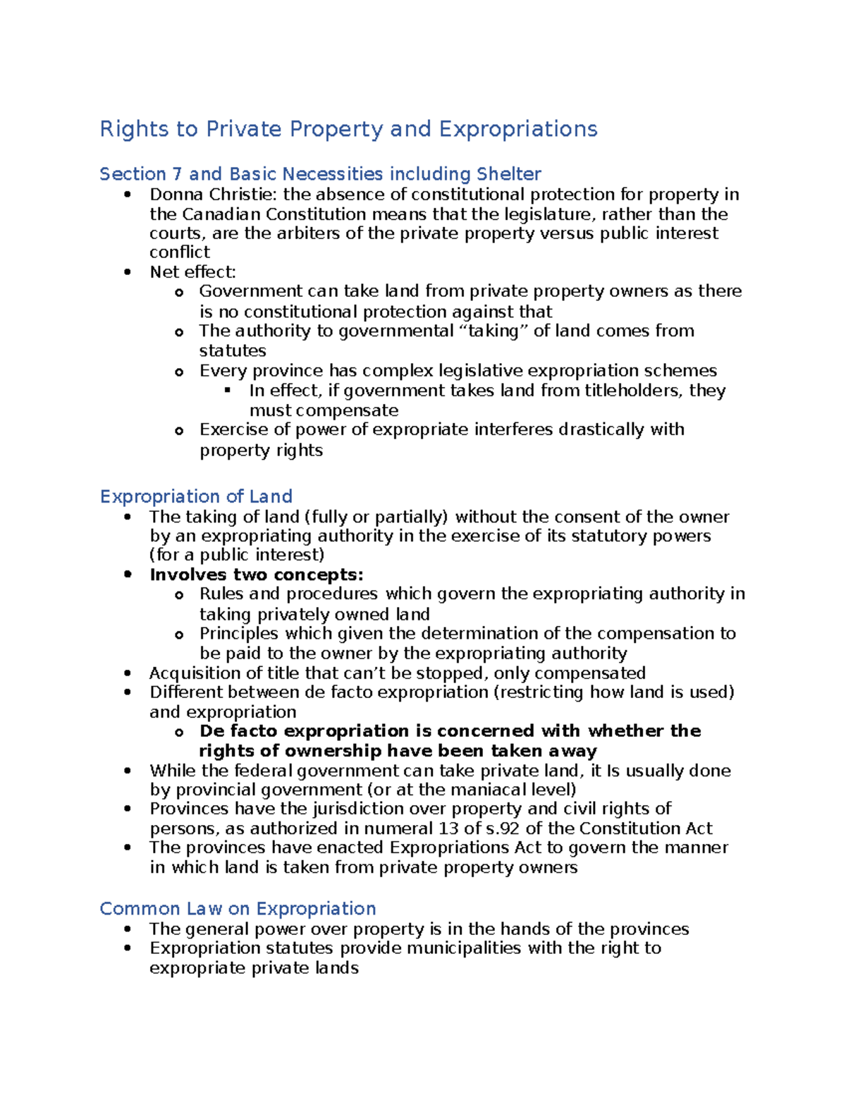 Can Lecture 5 - Rights to Private Property and Expropriations Section 7 ...