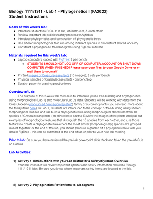 Lab 2 - Phylogenetics II (MEGA Biogeography) - Student Instructions ...