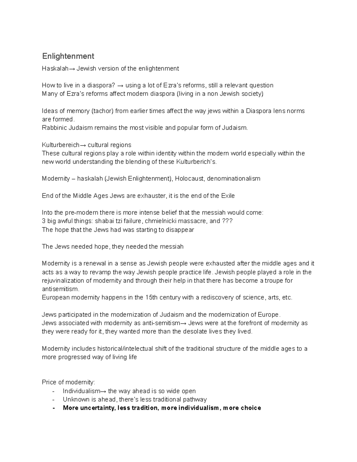 Unit 3 RE204 - Enlightenment Haskalah→ Jewish version of the ...