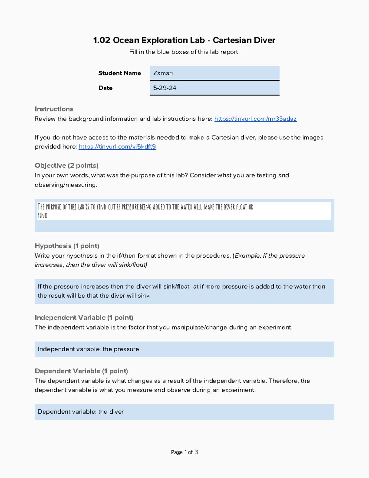 Copy of 1.02 Lab Report Template Rev 2022 - 1 Ocean Exploration Lab ...