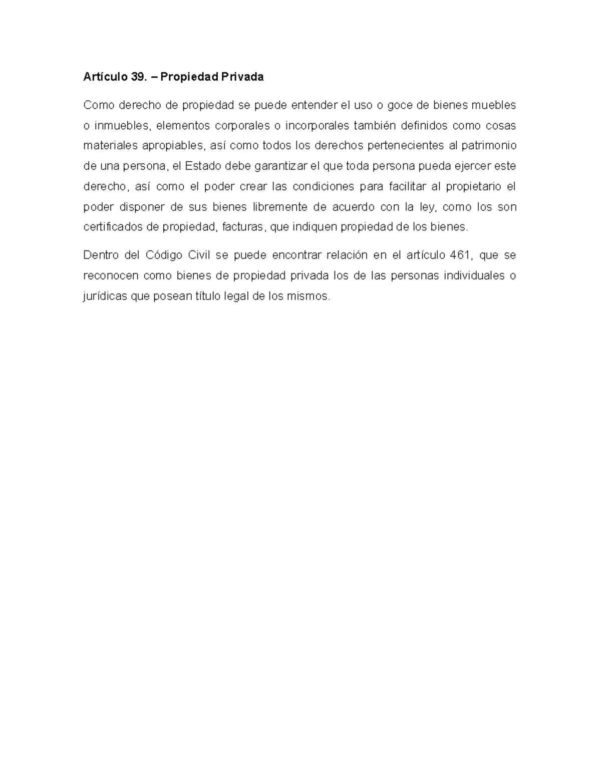 Artículo 39 - resumen constitucional - Artículo 39. – Propiedad Privada ...