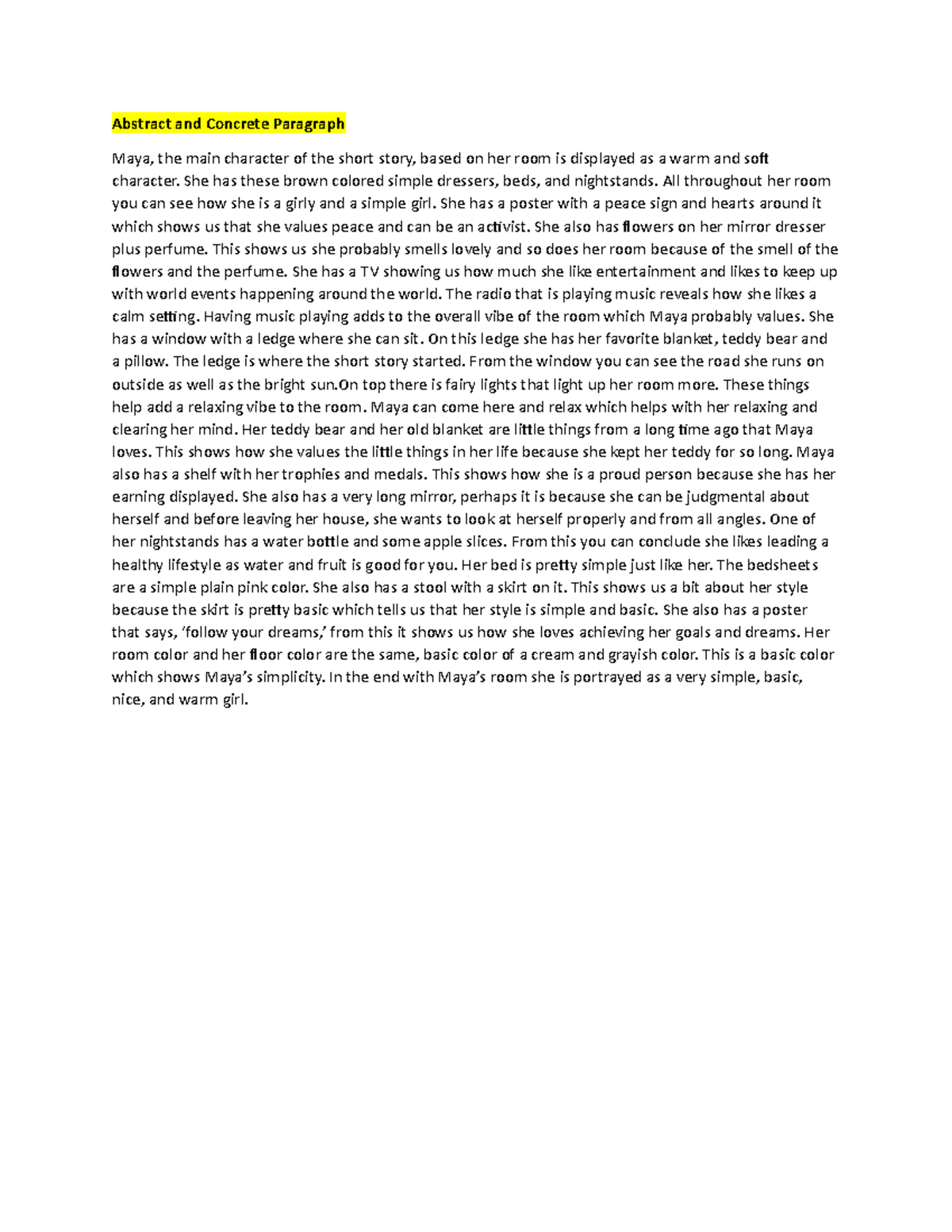Abstract and Concrete paragraph - Abstract and Concrete Paragraph Maya ...