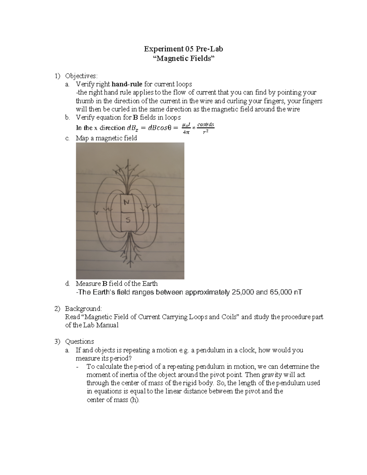 Experiment 05 Pre-Lab - Warning: TT: undefined function: 32 Experiment 05 Pre-Lab “Magnetic ...