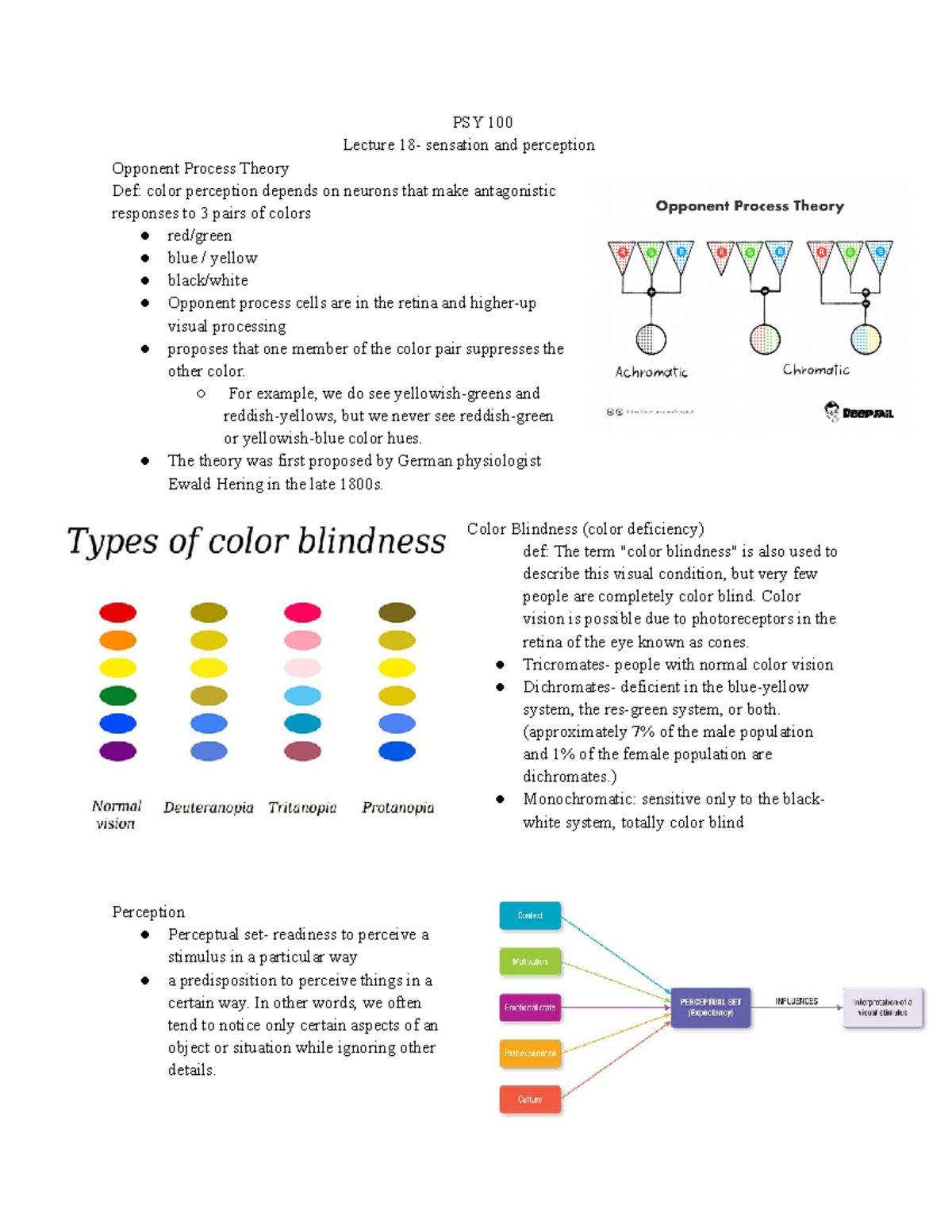 PSY 100 10 20 2022 - Fall 2022 - PSY 100 Lecture 18- sensation and ...