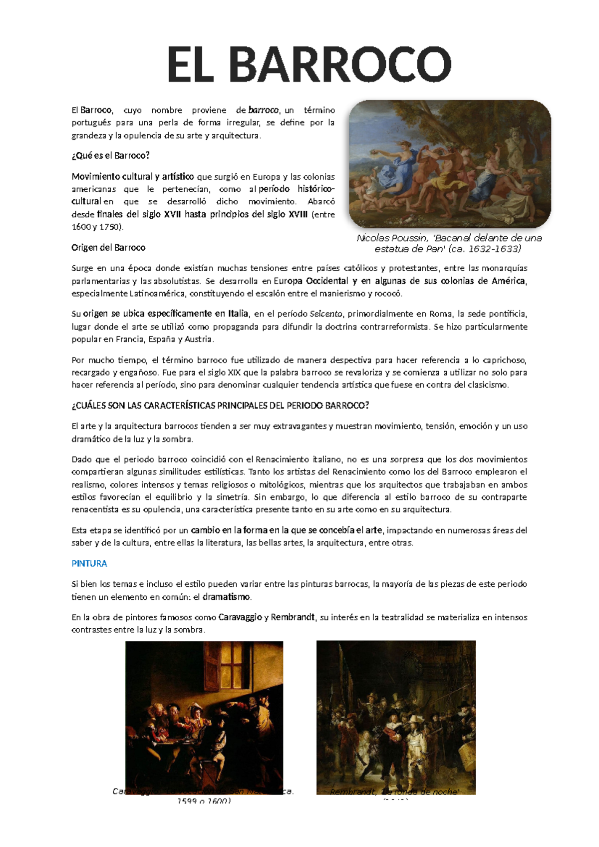 El Barroco: Definición - El Barroco, cuyo nombre proviene de barroco ...