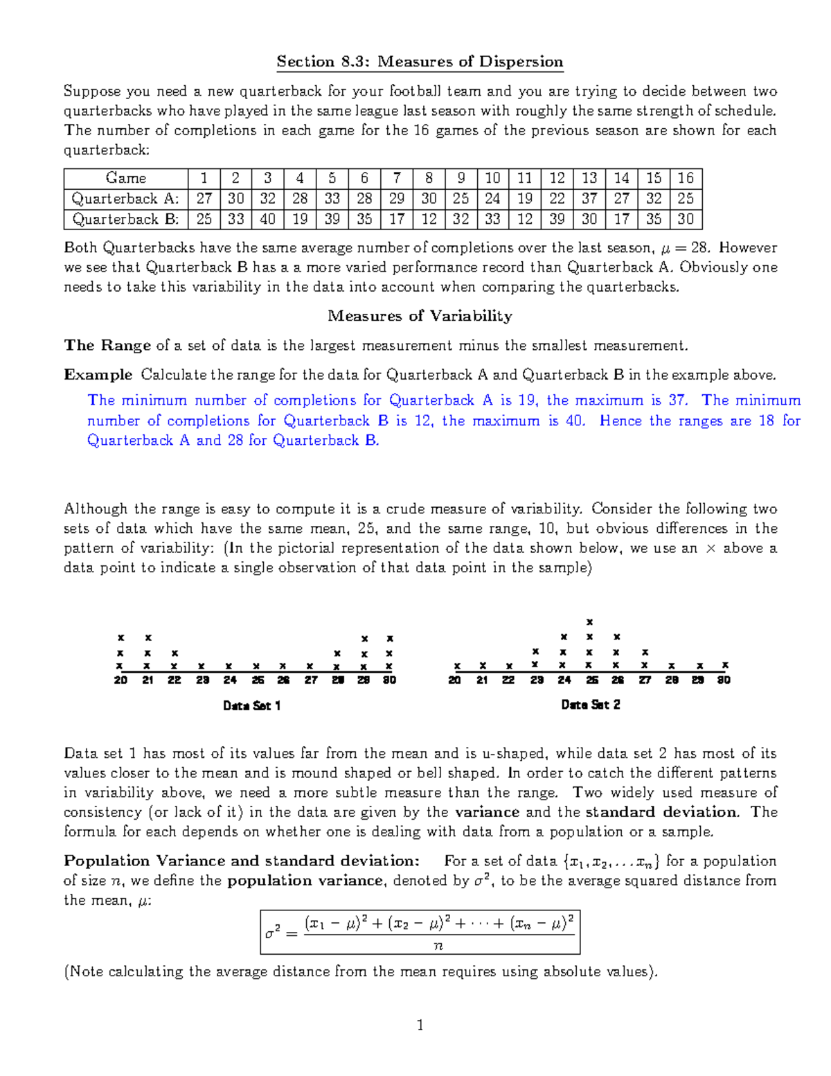 Lecture notes 16 solutions - Measures of Dispersion - Section 8 ...