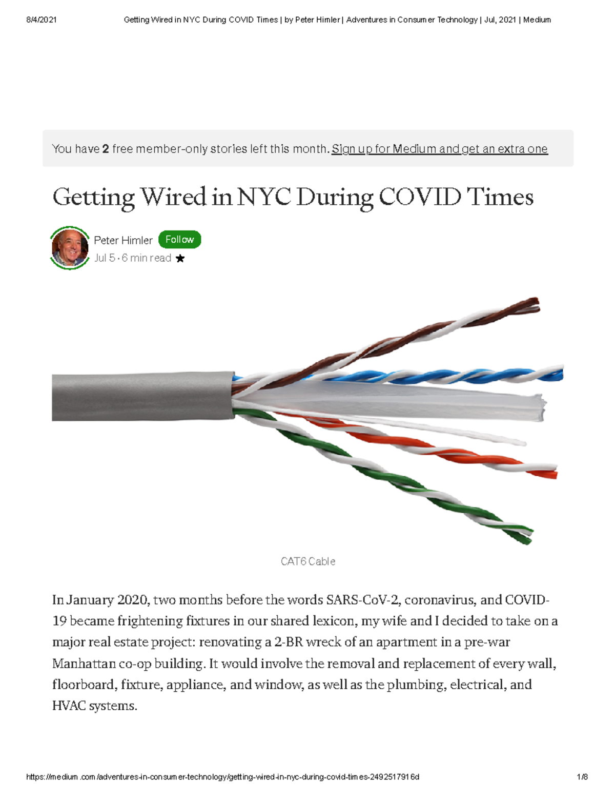 Getting Wired in NYC During Covid Times by Peter Himler Adventures in ...