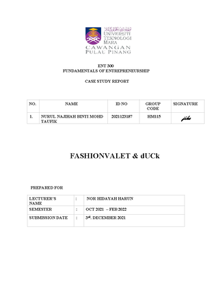 report assignment - A coursework completed as part of the requirement for COURSE NAME : Business ...