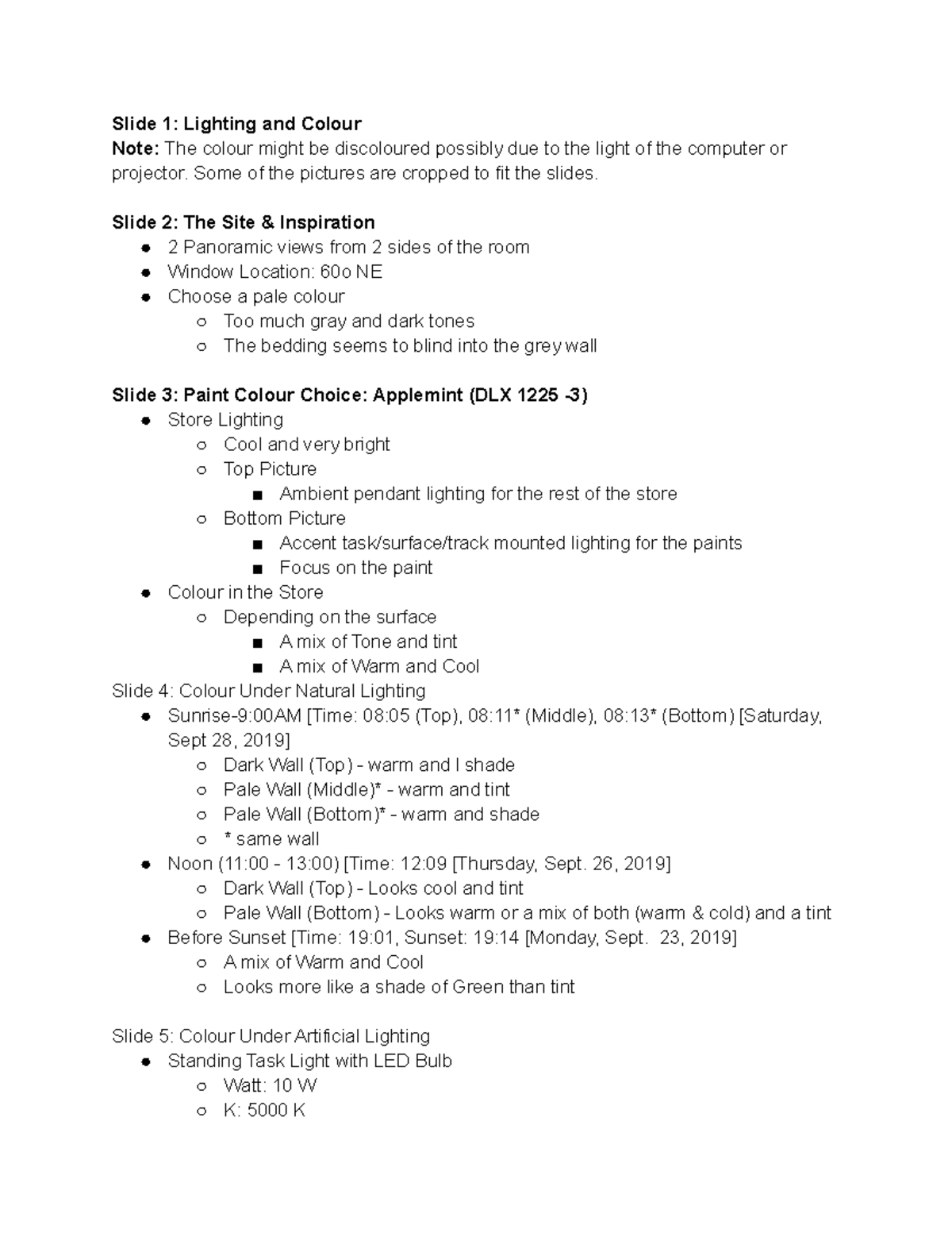Lighting and Colour Presentation Notes - Slide 1: Lighting and Colour ...