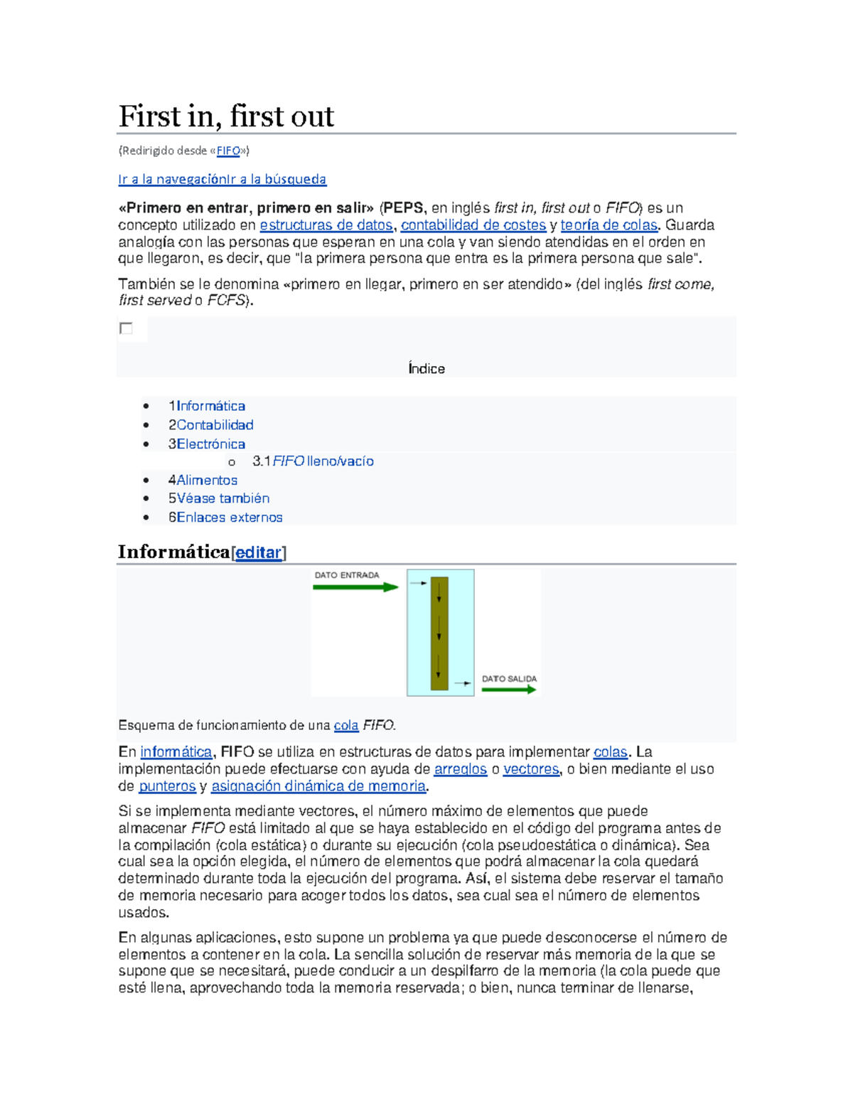 First in - apuntes - First in, first out (Redirigido desde «FIFO») Ir a ...