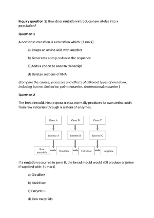 Inquiry question 3 Biology HSC Mod 6 - Inquiry question 3: Does ...