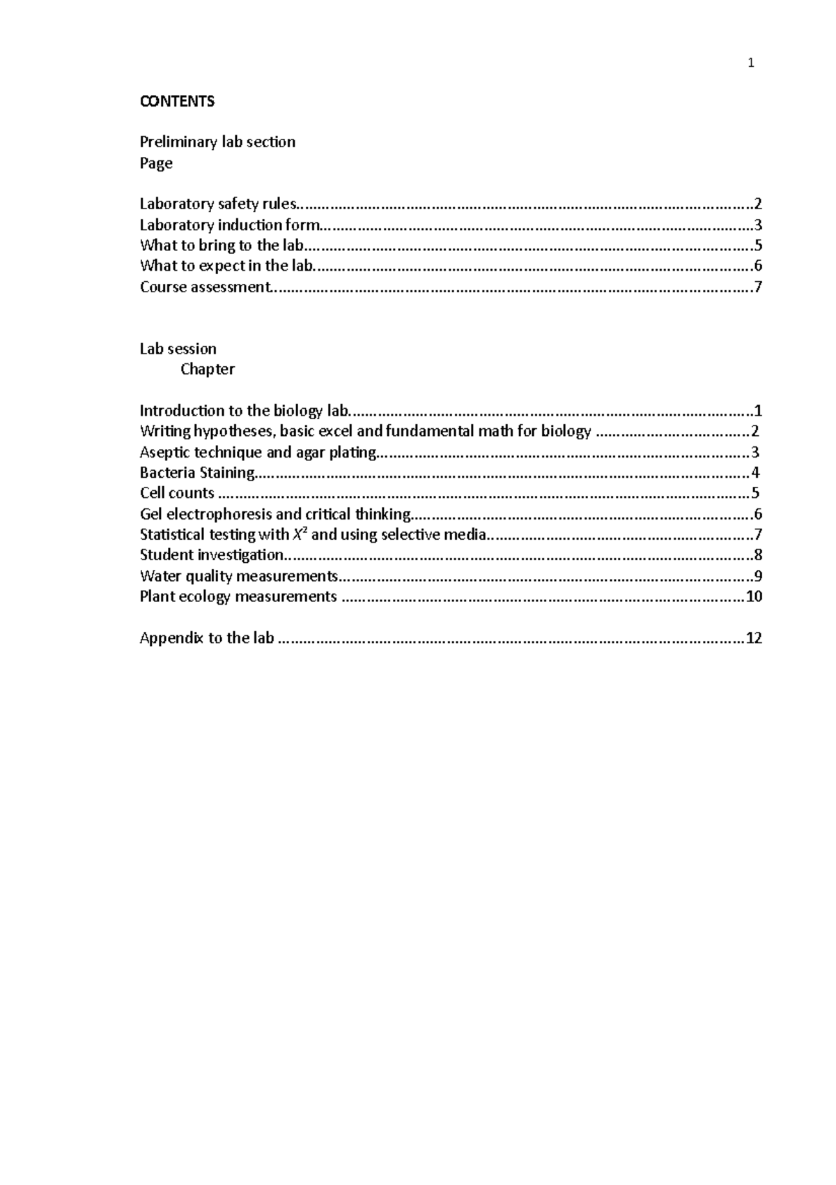 00 Lab Intro Section 2019 - 1 CONTENTS Preliminary lab section Page ...