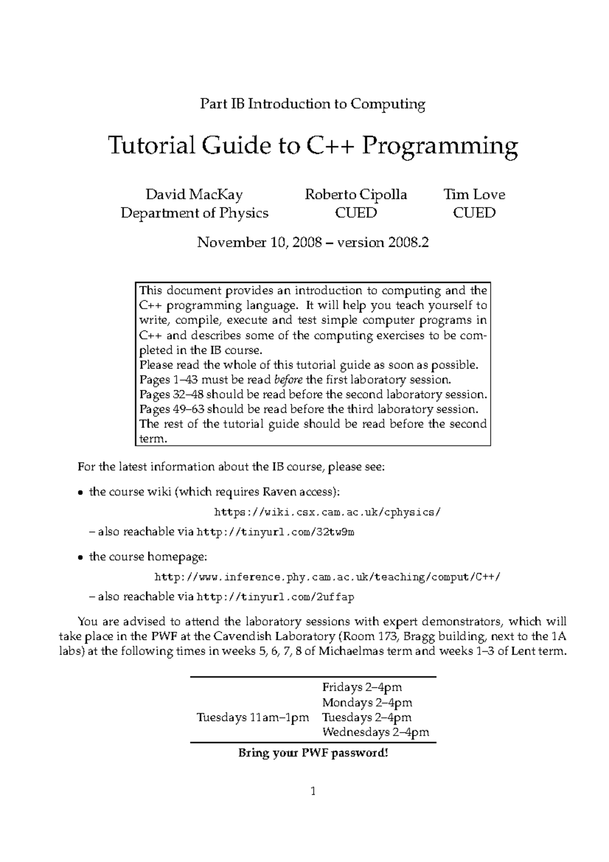 Intro To C And C Lecture Notes 1 10 Part Ib Introduction To 1042
