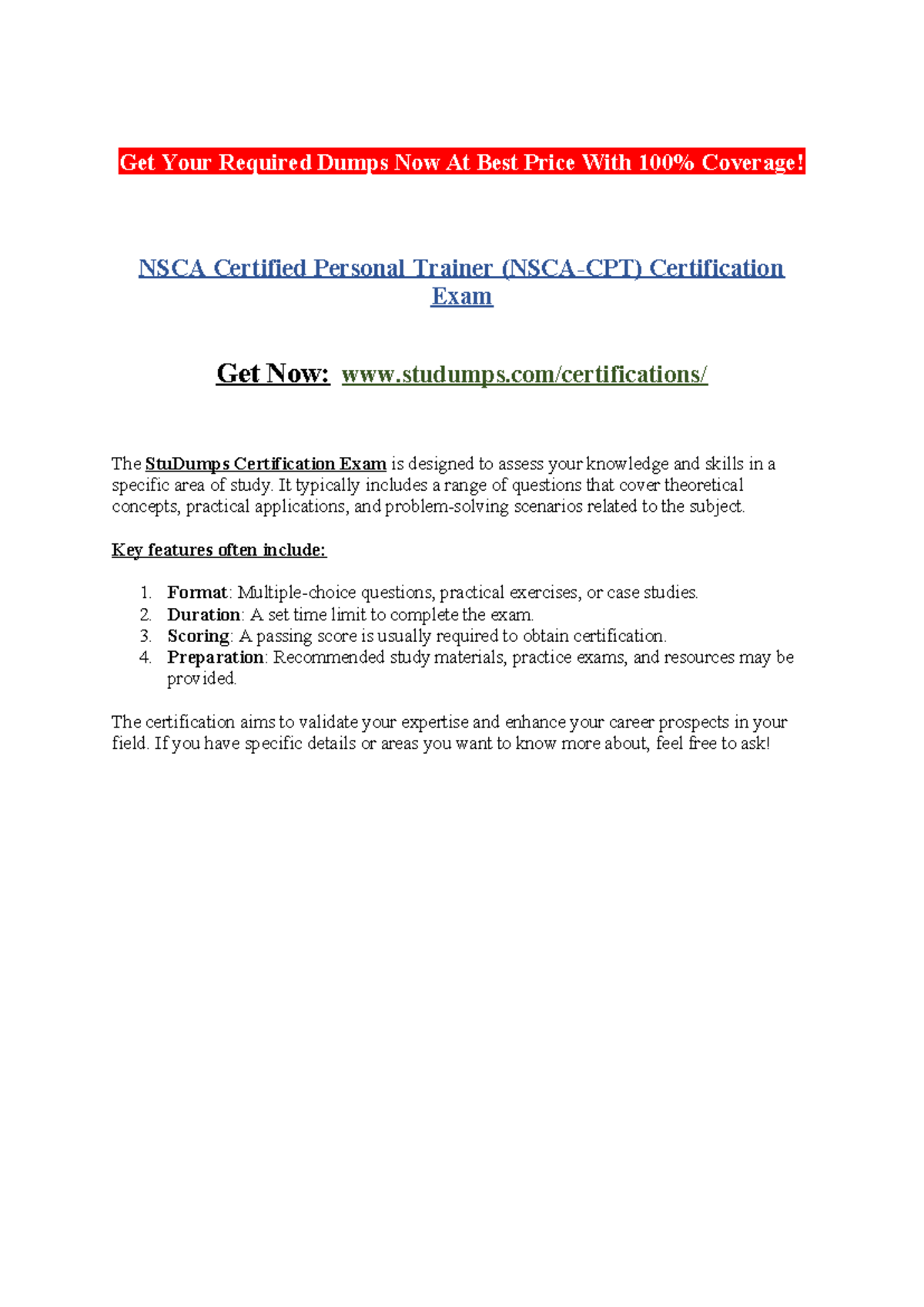 NSCA Certified Personal Trainer (NSCA-CPT) Certification Exam - Get ...