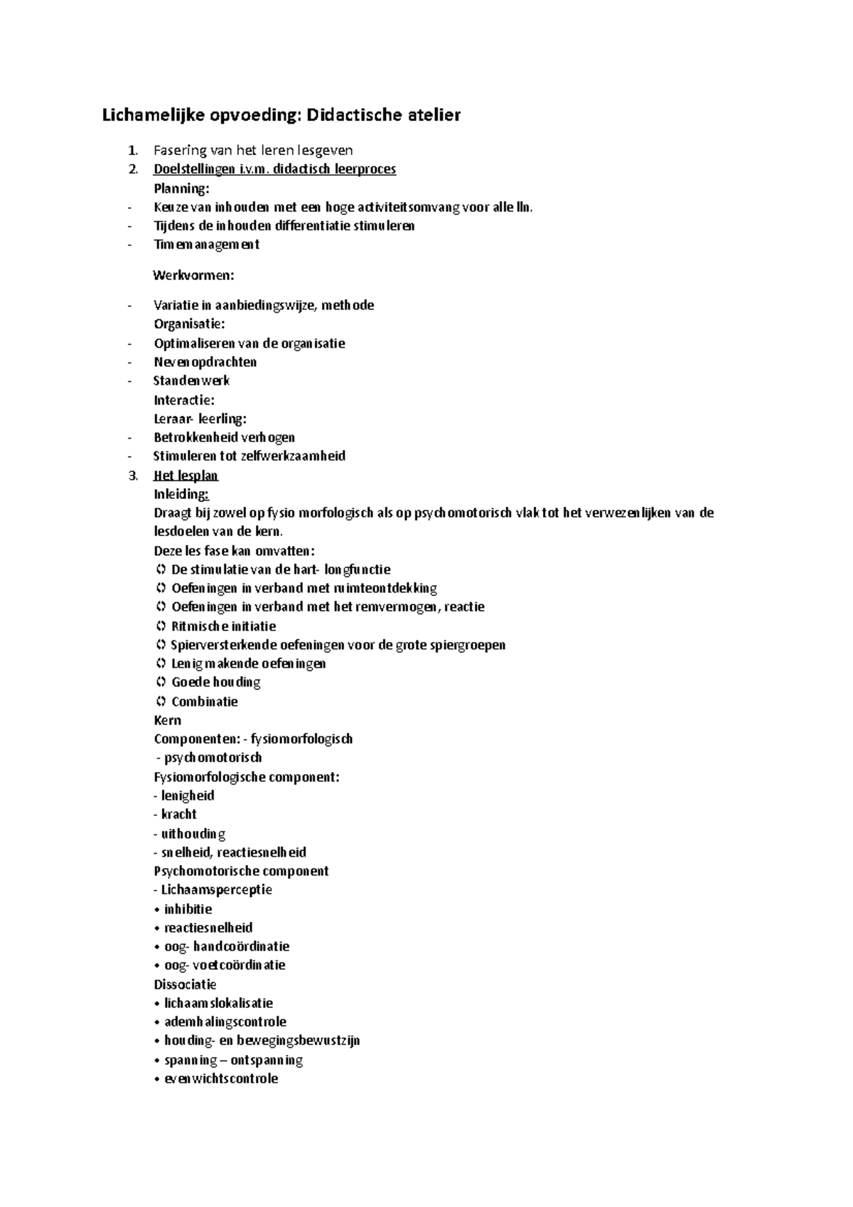 Lichamelijke opvoeding - Fasering van het leren lesgeven Doelstellingen ...