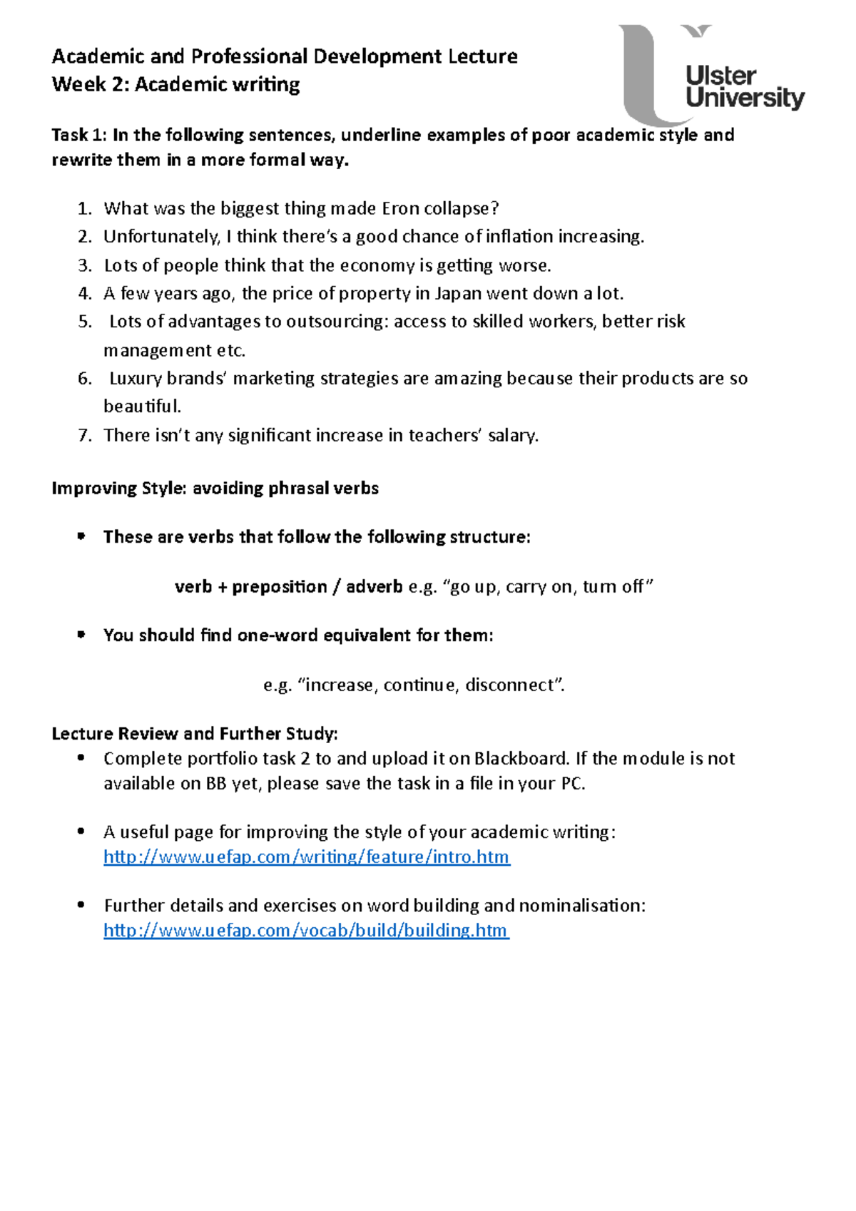 Week 2 Lecture - skill development - Academic and Professional Development Lecture Week 2 ...