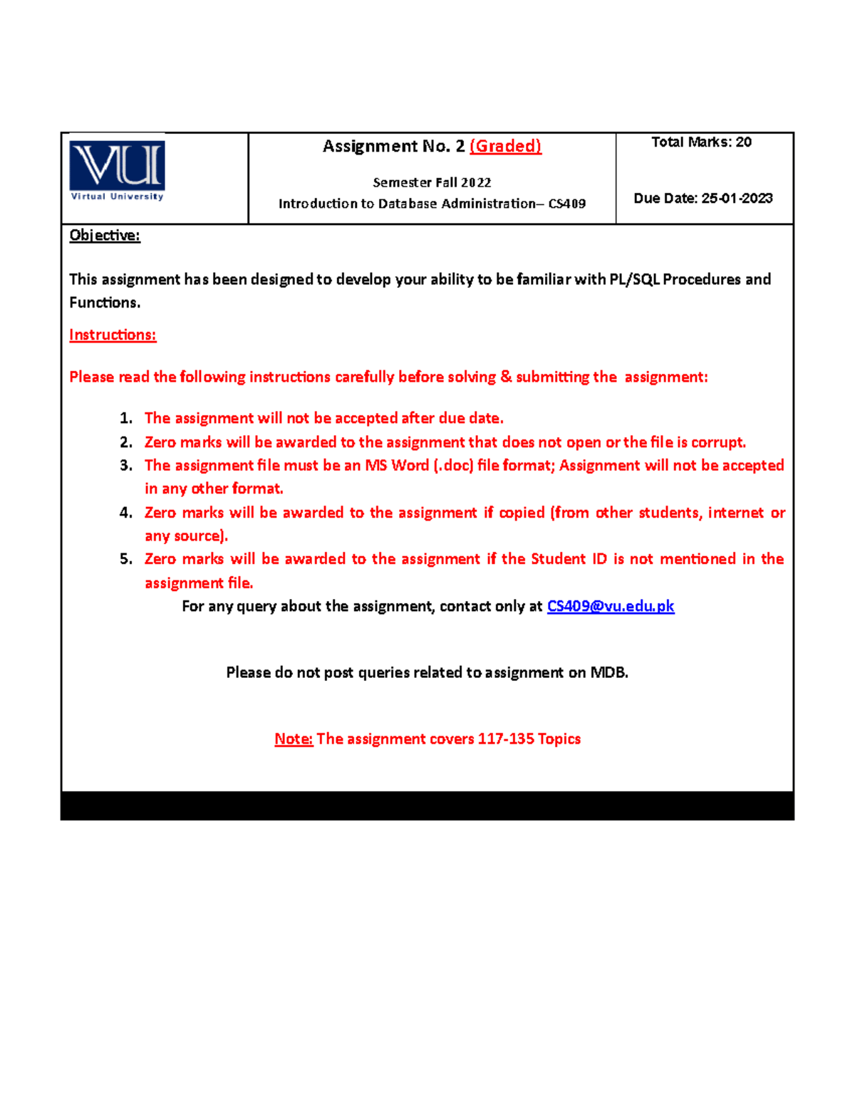 Fall 2022 CS409 2 - sxc x - Assignment No. 2 (Graded) Semester Fall 2022 Introduction to ...