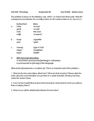 PS1 - How to solve basic phonology questions and some practice: LCD 250 ...