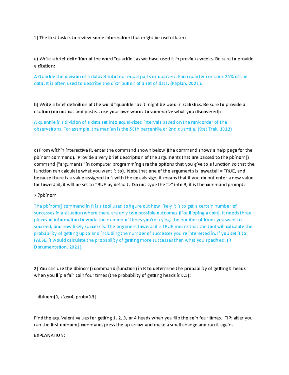 Assignment Unit 6 Stats The First Task Is To Review Some Information
