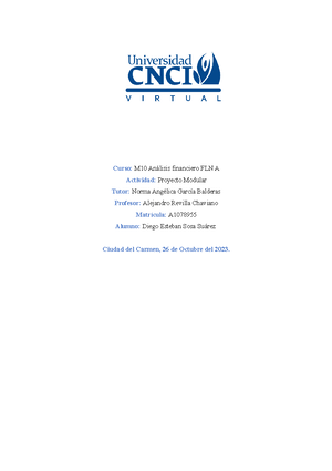 Proyecto integrador analisis financiero - Universidad CNCI Virtual. Proyecto Integrador M11 ...