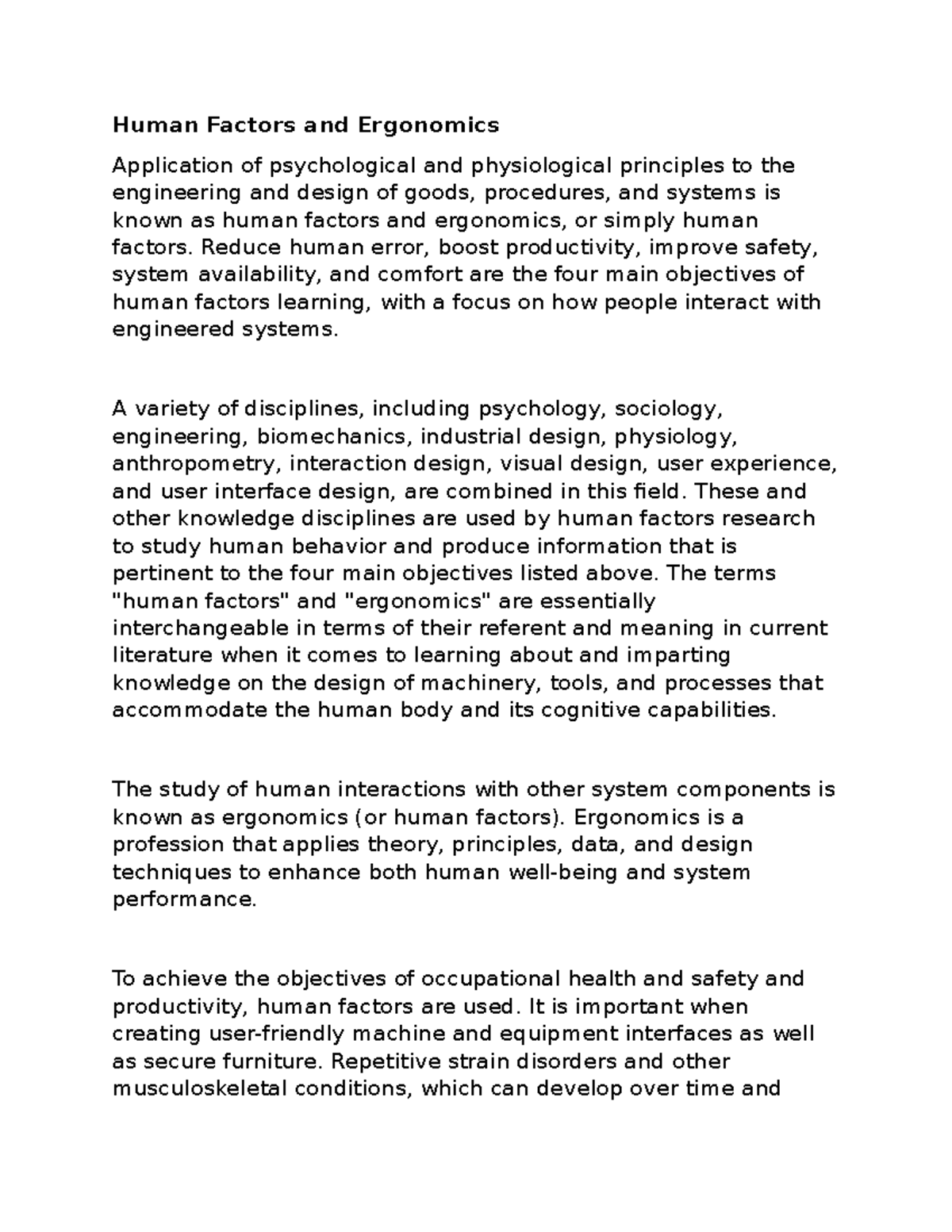 Human Factors and Ergonomics - Human Factors and Ergonomics Application ...