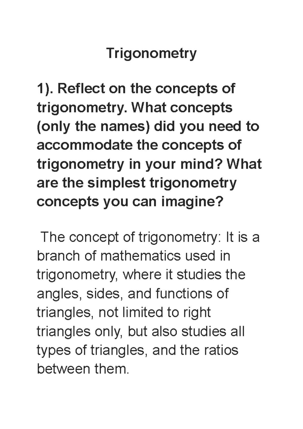 Learning journal unit 7 College Algebra - Trigonometry 1). Reflect on ...