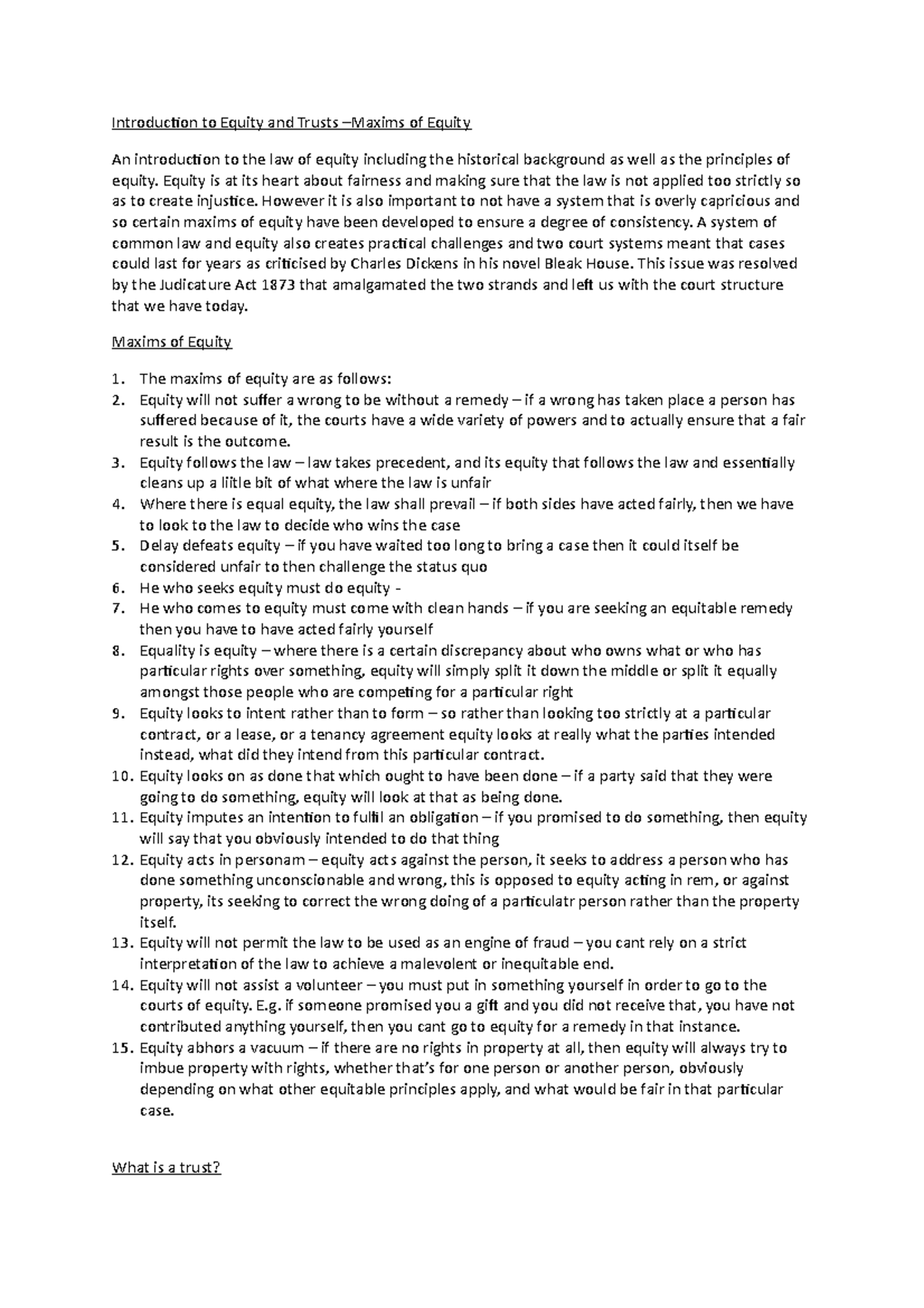 What is a trust - All notes made are from the summary lectures of ...