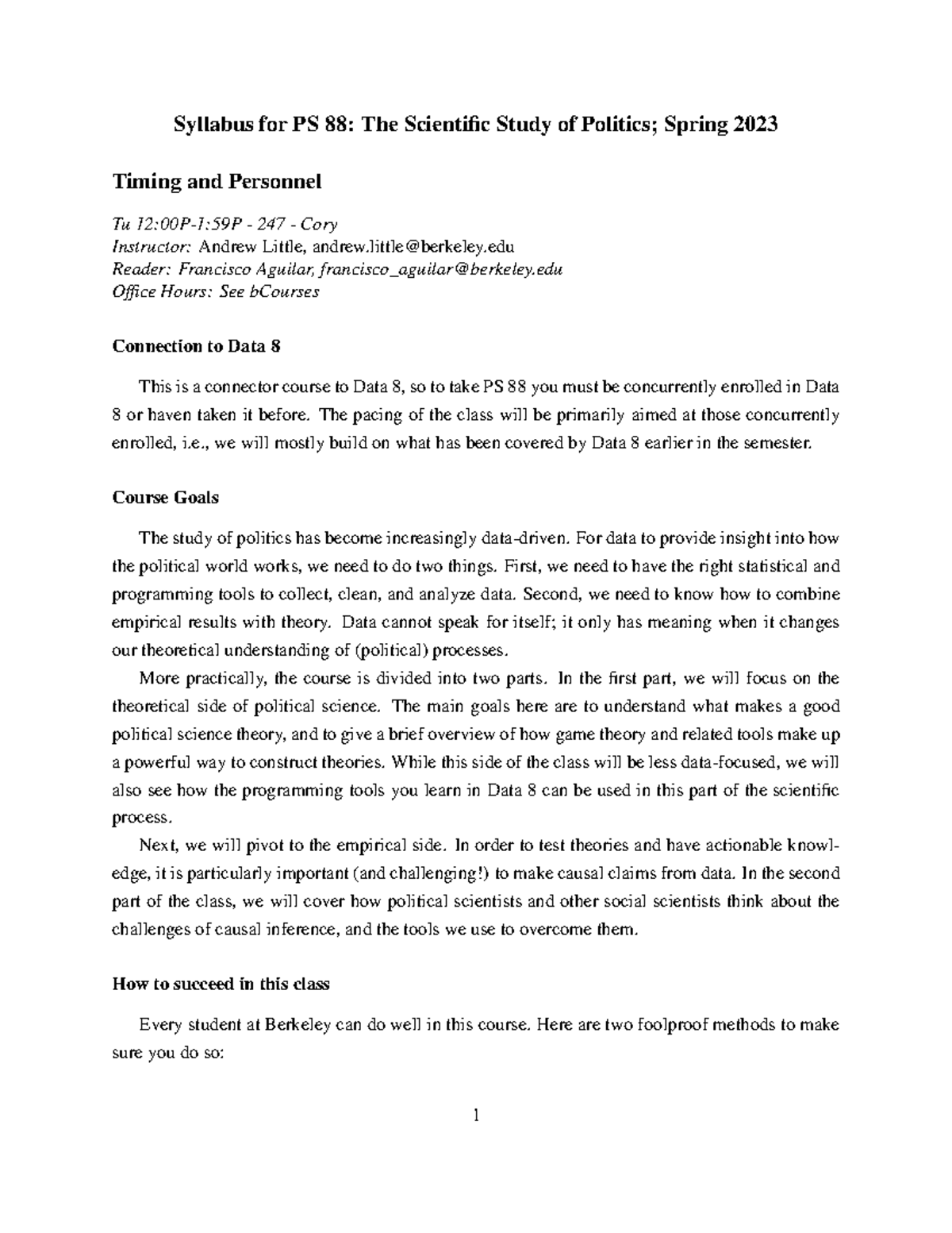 Political Science 88 Syllabus - Syllabus for PS 88: The Scientific ...