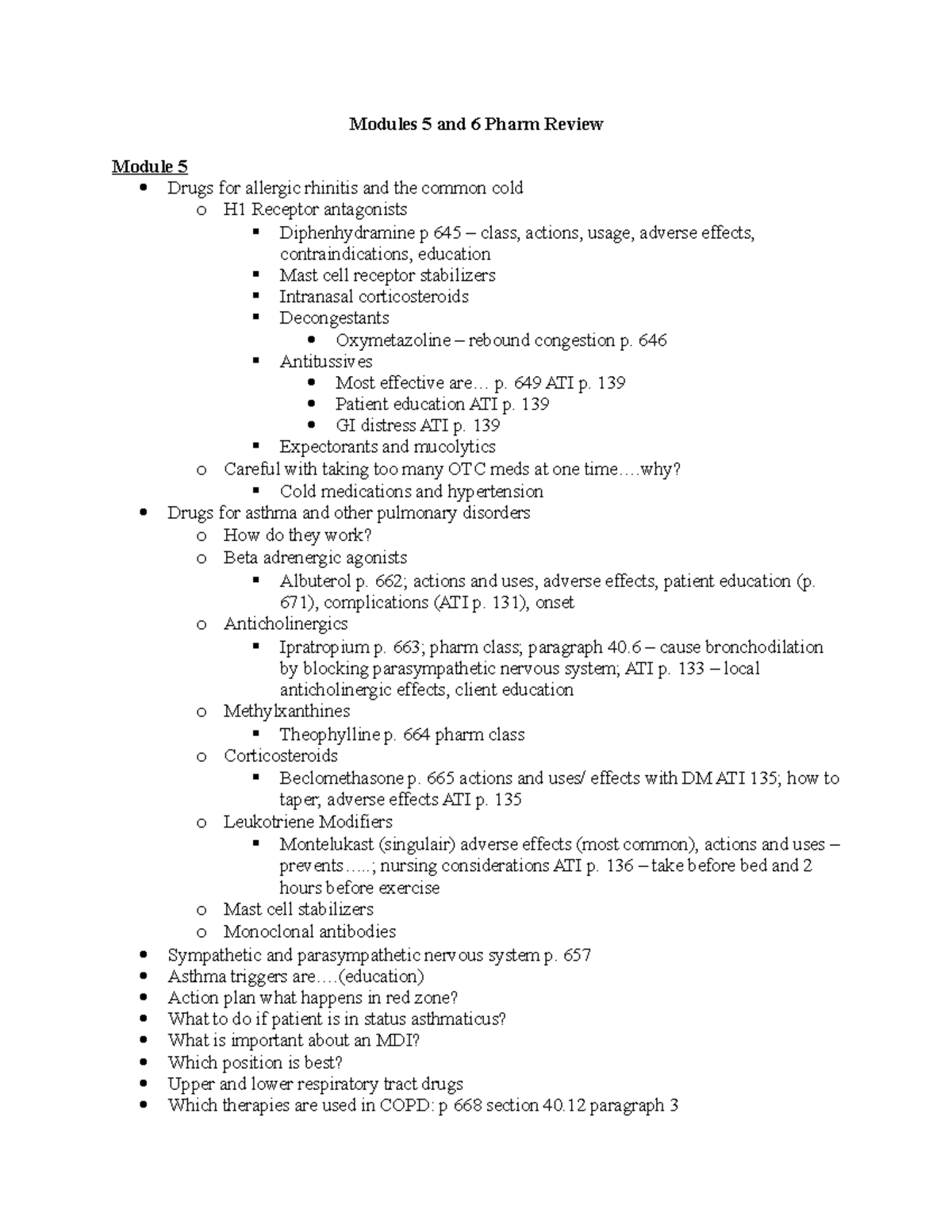 Modules 5 and 6 Pharm Review - Modules 5 and 6 Pharm Review Module 5 ...