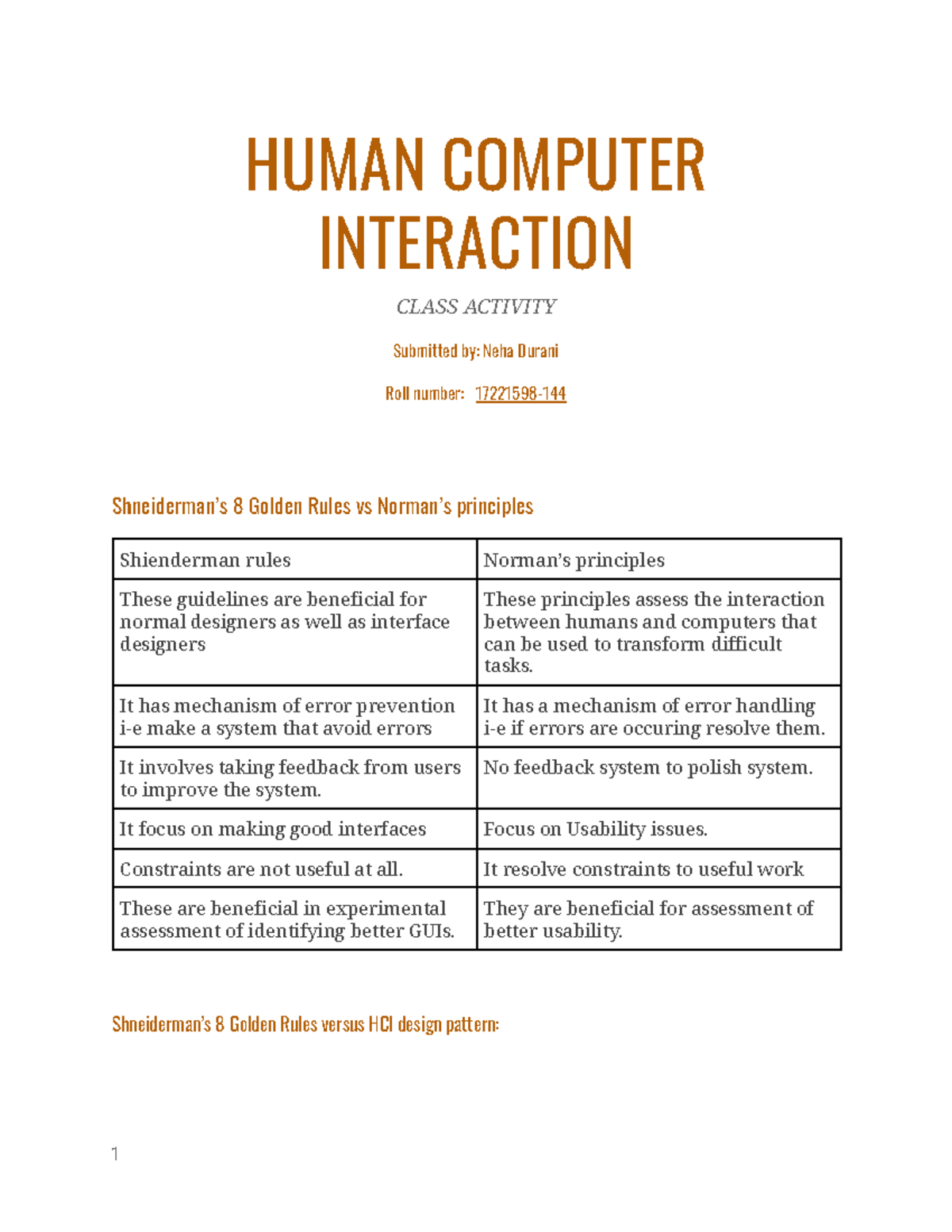 Hci task 144 - Work details - HUMAN COMPUTER INTERACTION CLASS ACTIVITY ...