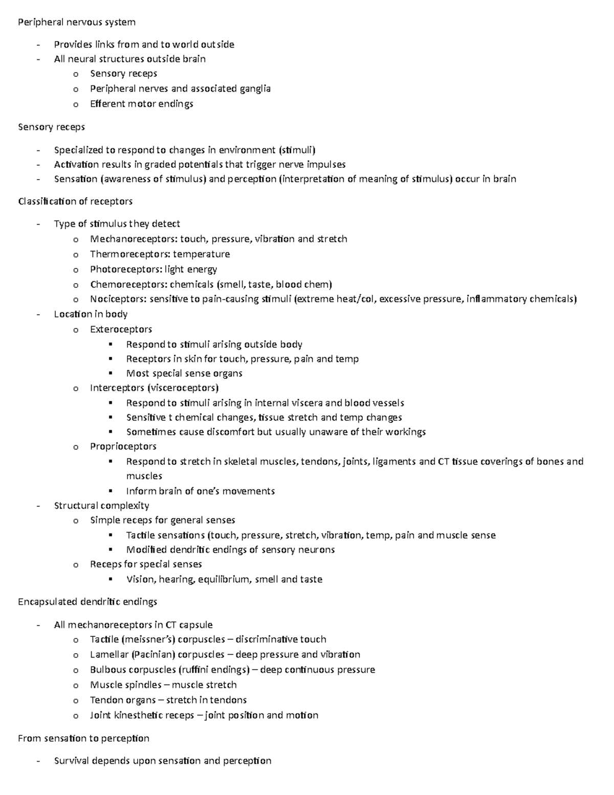 Chapter 13 - PNS - Peripheral nervous system Provides links from and to ...